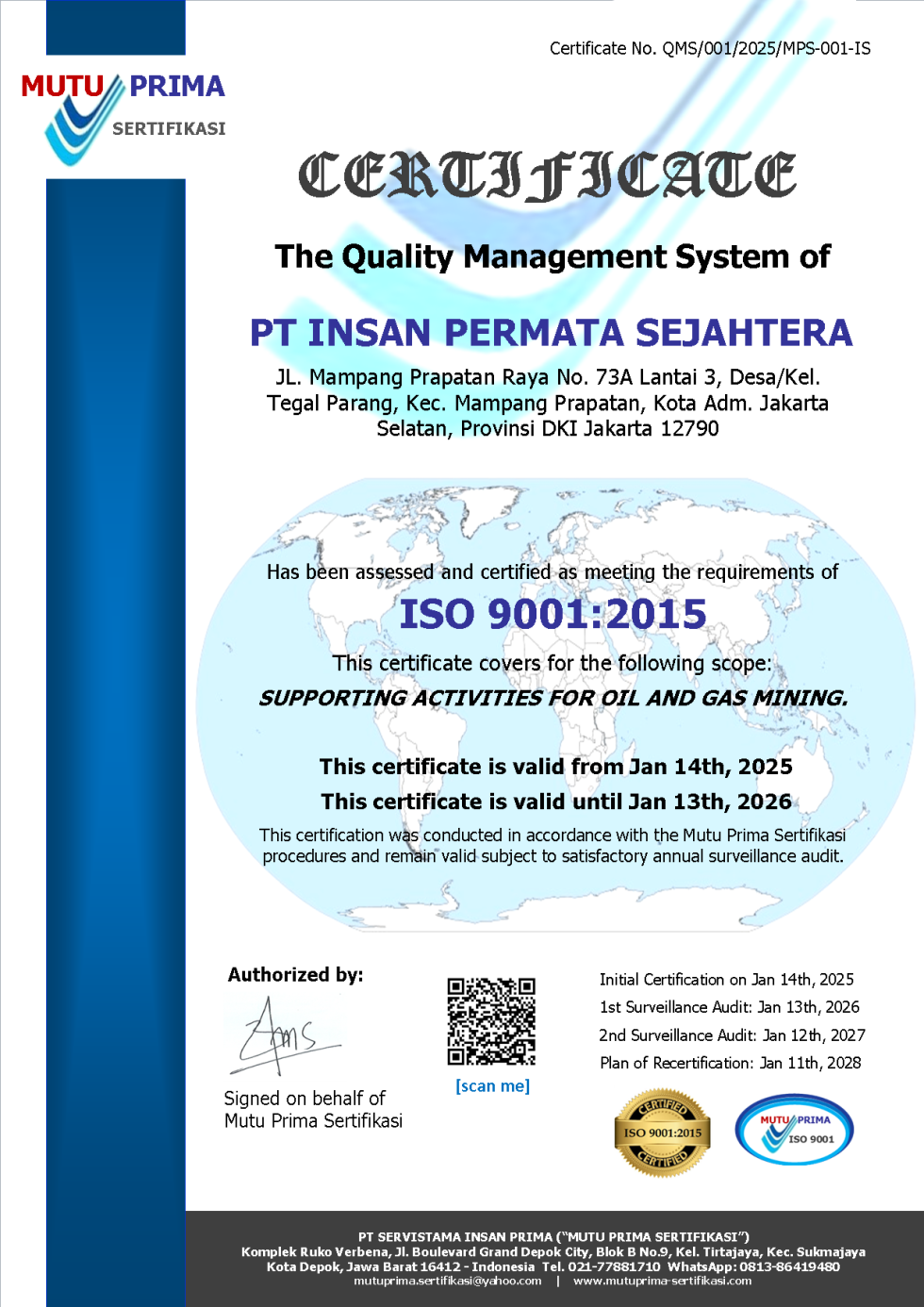 ISO 9001 PT INSAN PERMATA SEJAHTERA_INITIAL 2025 | Mutu Prima Sertifikasi
